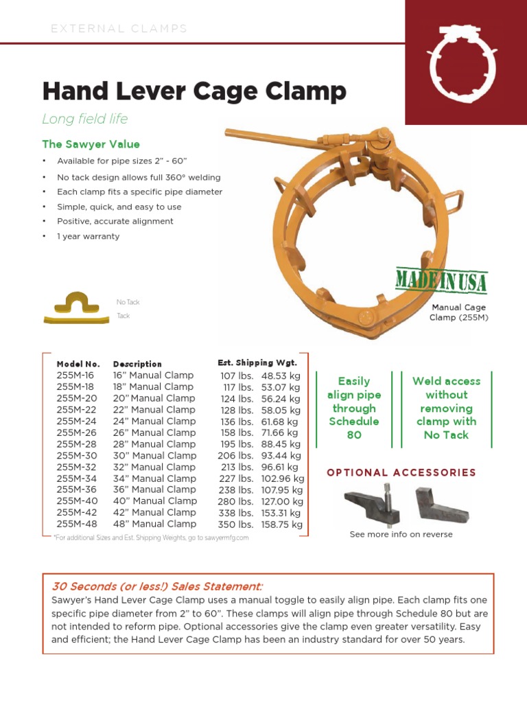 Hand Lever Cage Clamp | PDF | Pipe (Fluid Conveyance) | Equipment
