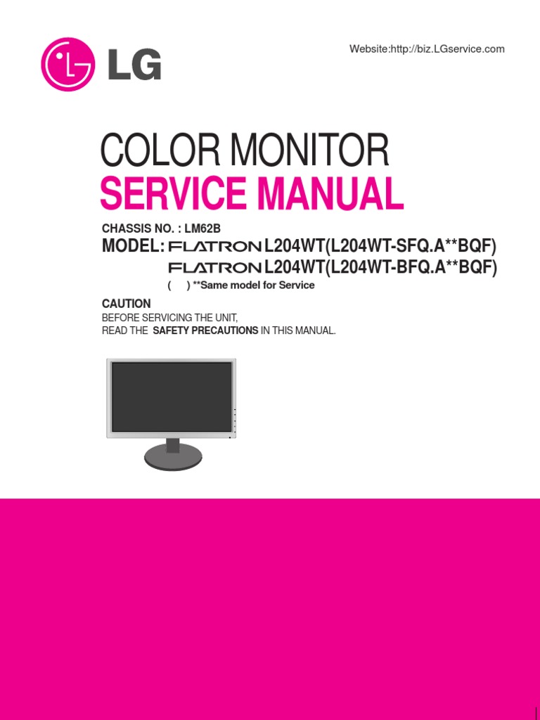 LG Flatron L204WT Service Manual | PDF | Rectifier | Printed Circuit Board
