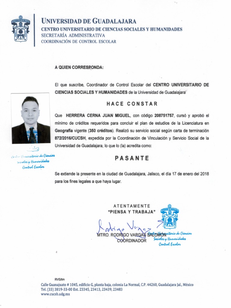 Carta Pasante Juan Miguel Herrera 1 PDF | PDF