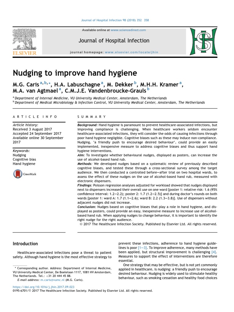 Nudging To Improve Hand Hygiene 2018 Journal of Hospital Infection ...