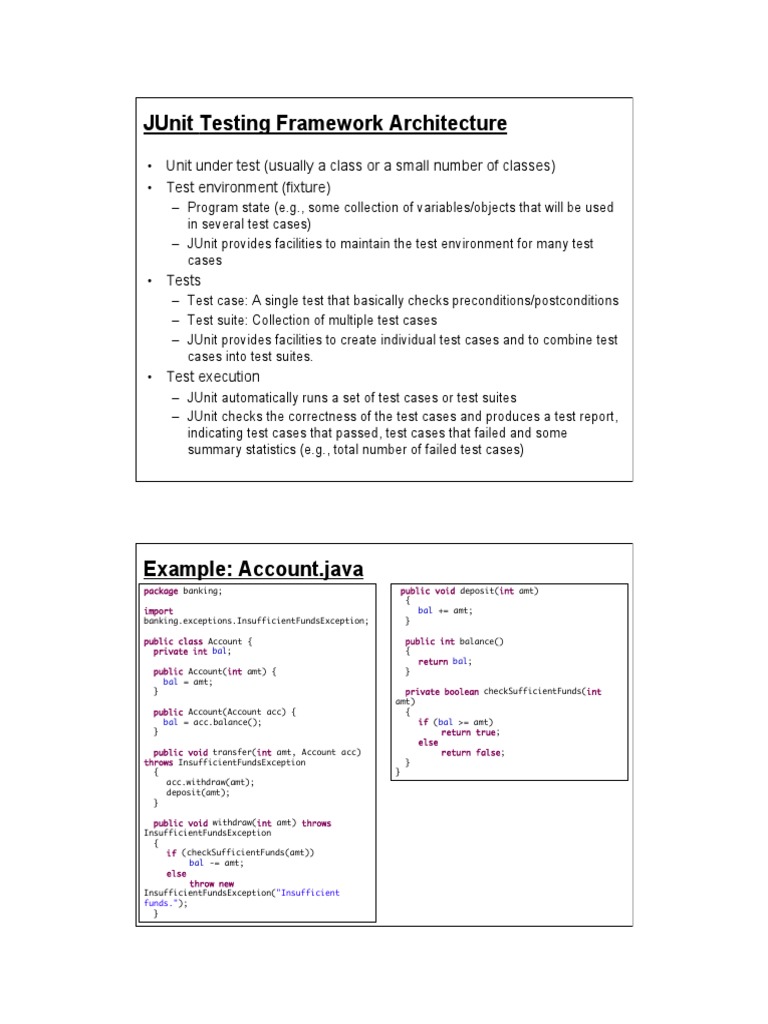 Junit Testing Framework Architecture Pdf Eclipse Software Java Programming Language