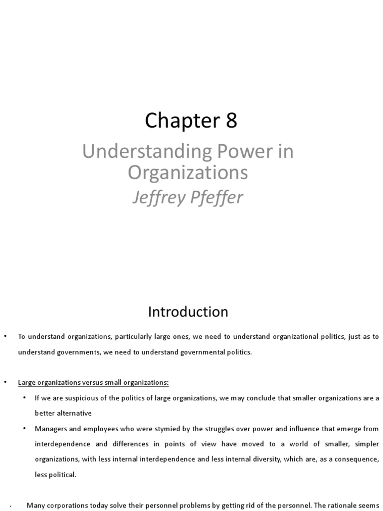 Chapter 8 - Understanding Power in Organizations | PDF | Decision ...