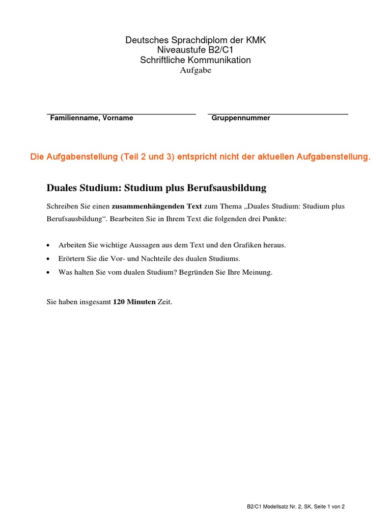 DSD 2 B2-C1 Modellsatz 2 SK Mit Warnhinweis | PDF