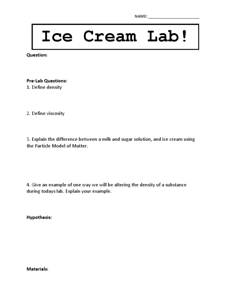 Ice Cream Lab | PDF