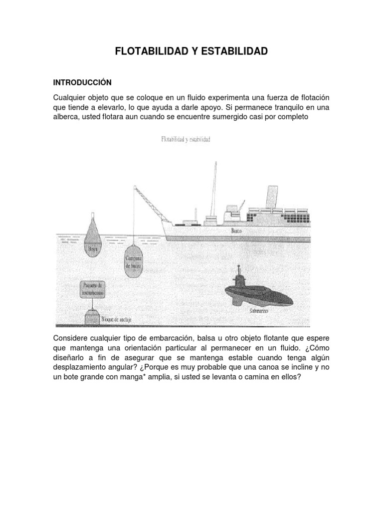 Flotabilidad y Estabilidad | PDF | Cantidades fisicas | Mecánica
