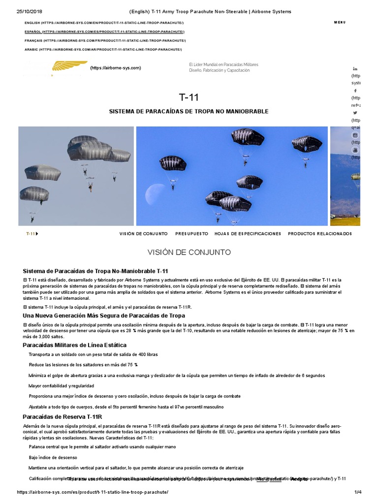 (English) T-11 Army Troop Parachute Non-Steerable - Airborne Systems ...