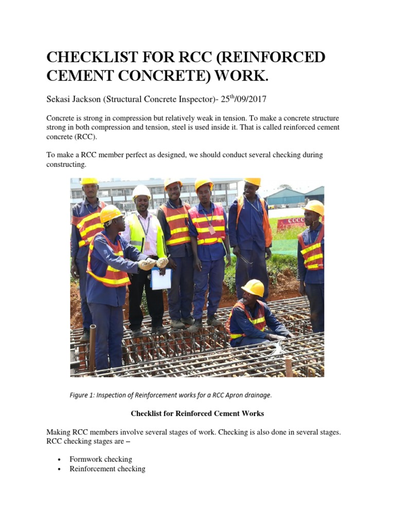 Checklist For RCC | PDF | Concrete | Building Engineering