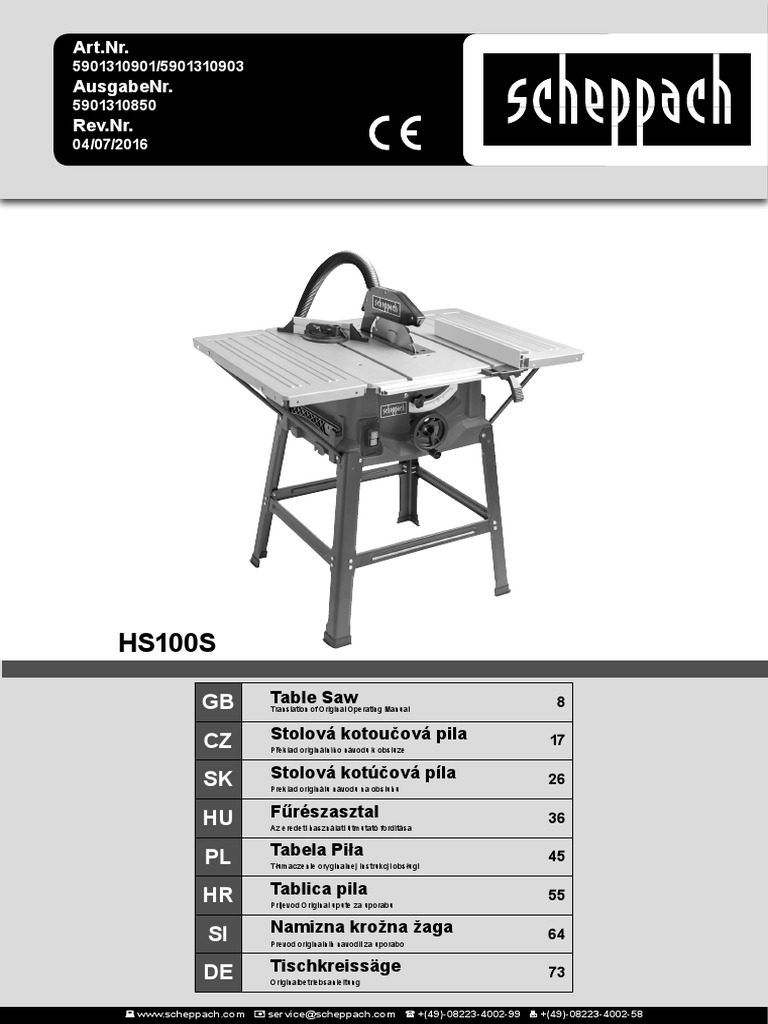 Návod - Scheppach HS 100 S | PDF