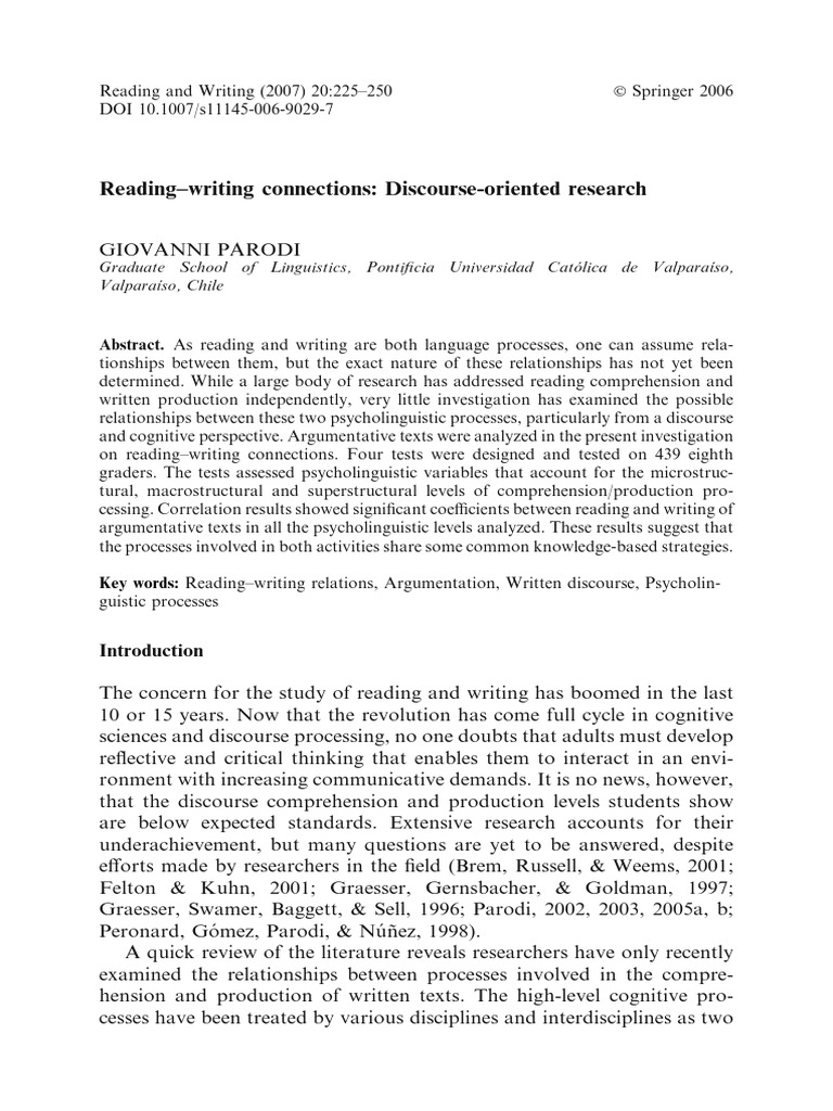 Giovanni Parodi Reading and Writing 1 | PDF | Reading Comprehension ...