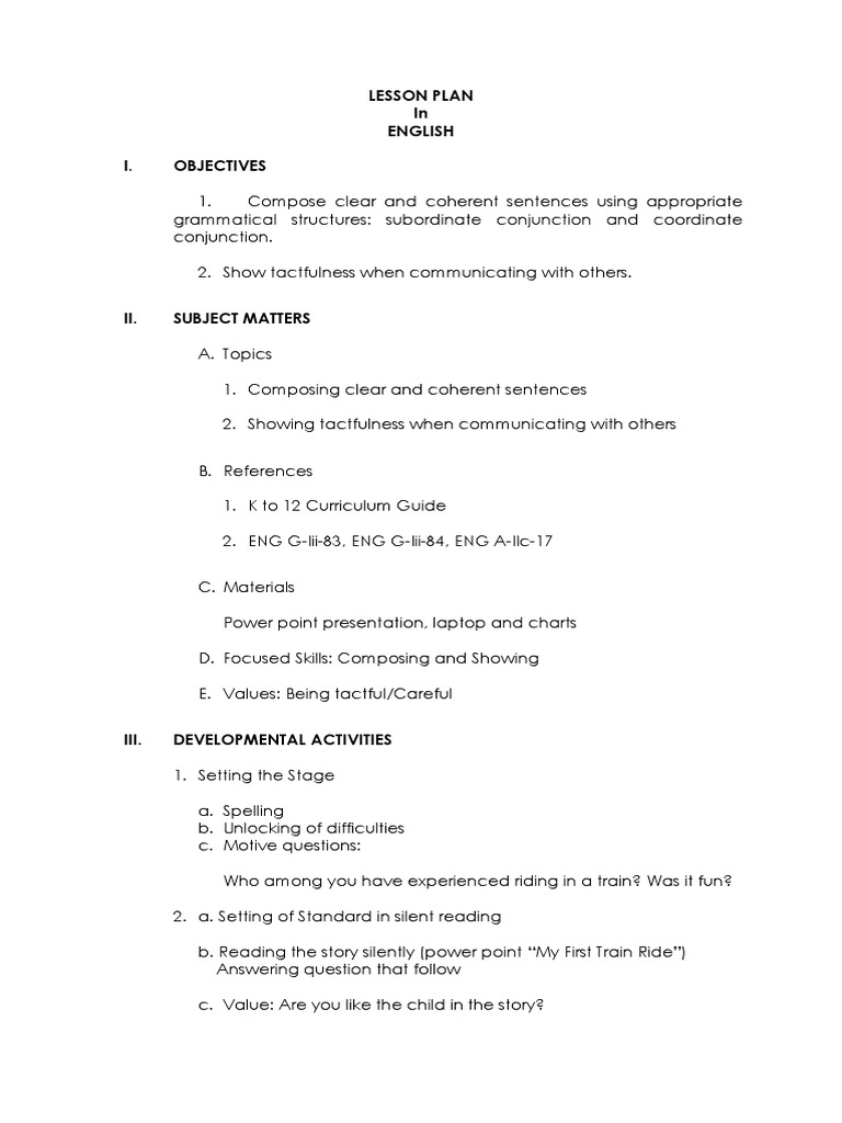 Conjunction | PDF | Sentence (Linguistics) | Lesson Plan