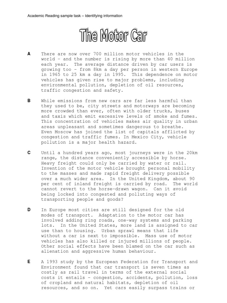 Academic Reading Sample Task Identifying Information | PDF