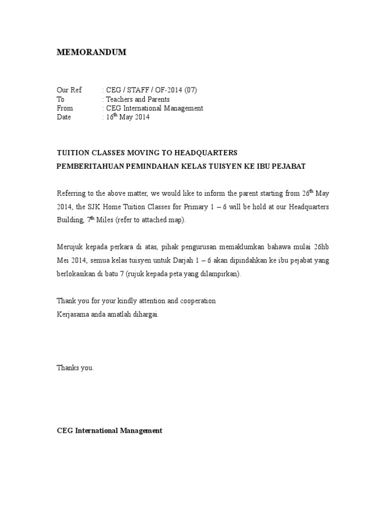 Memorandum Moving | PDF