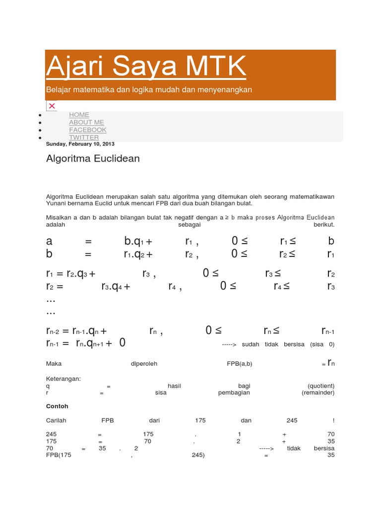 Algoritma Euclid | PDF