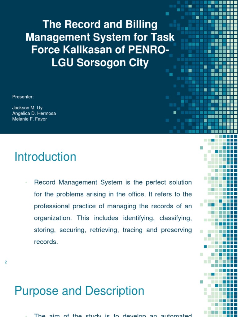 The Record and Billing Management System For Task Force Kalikasan of ...