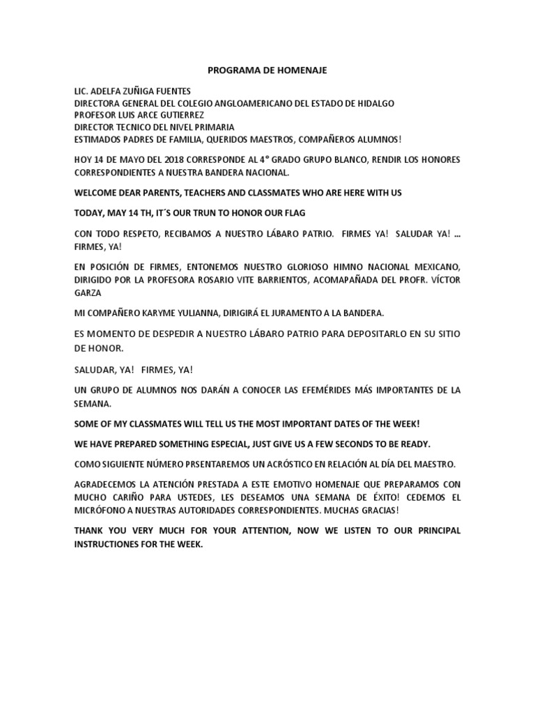 Programa de Homenaje | PDF