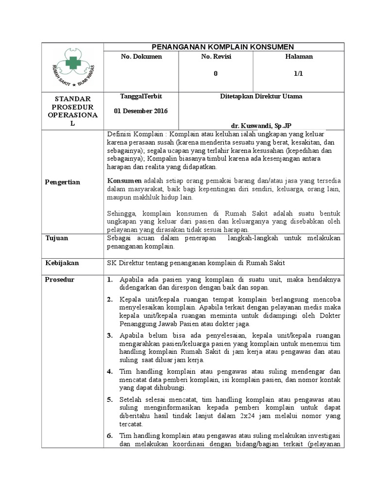 SPO Handling Komplain | PDF