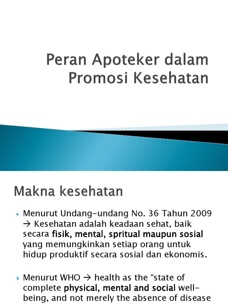 Peran Apoteker Dalam Promosi Kesehatan | PDF
