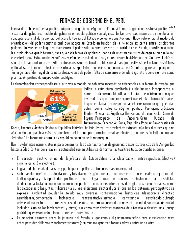 Formas de Gobierno en Perú | PDF | Encendiendo | Estado (política)