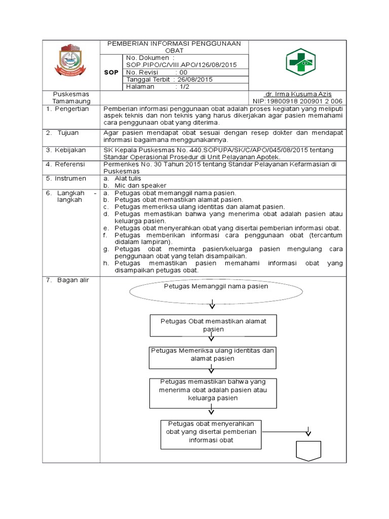 SOP Pemberian Informasi Penggunaan Obat | PDF