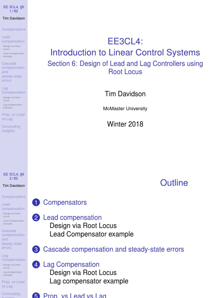 Lead Lag Handout PDF | PDF | Control Theory | Electrical Engineering