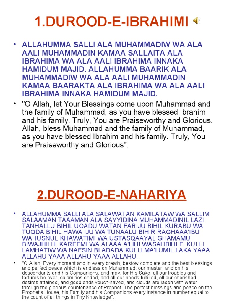 1.Durood-E-Ibrahimi: - Allahumma Salli Ala Muhammadiw Wa Ala | PDF | Prophets And Messengers In ...