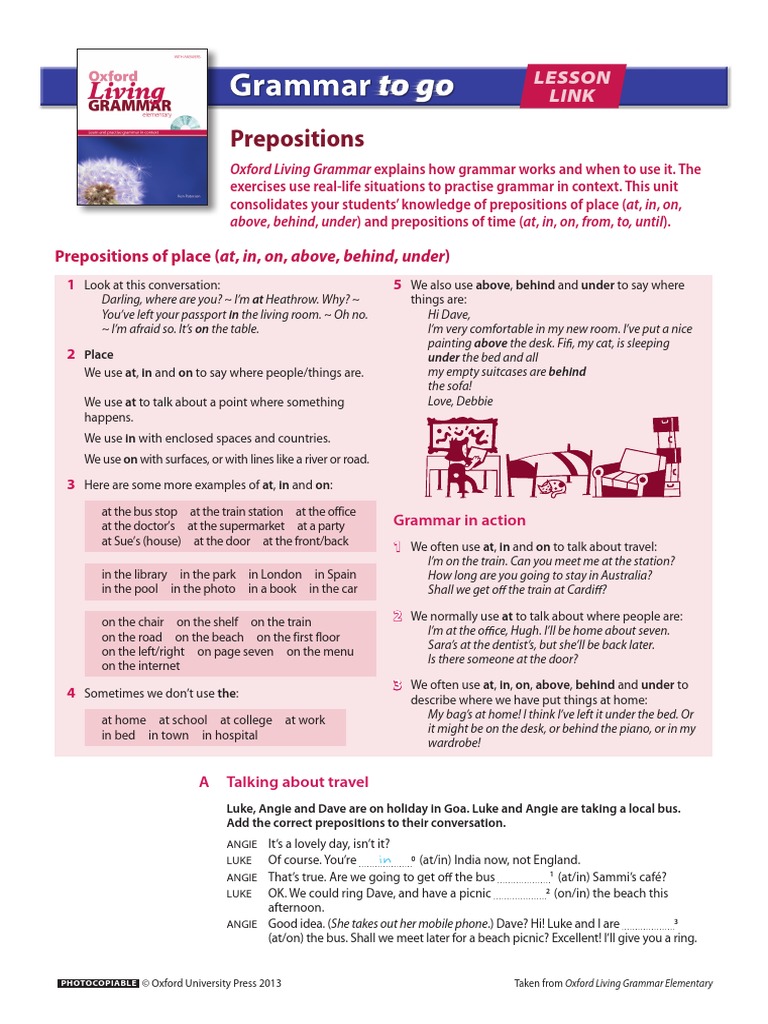 OUP Prepositions Worksheet PDF | PDF