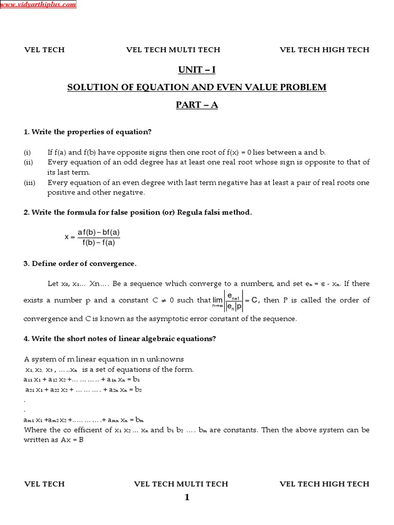 Numerical Methods Important PDF | PDF | Eigenvalues And Eigenvectors | Matrix (Mathematics)