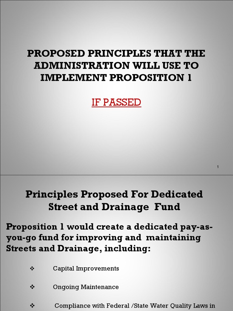 Prop One Principles | PDF | Drainage | Ad Valorem Tax