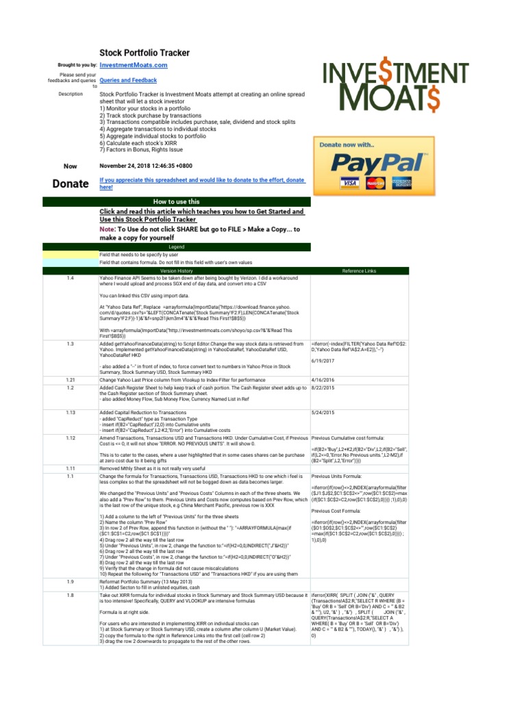 Stock Portfolio Tracker (Blueprint) | PDF | Yahoo! | Stocks