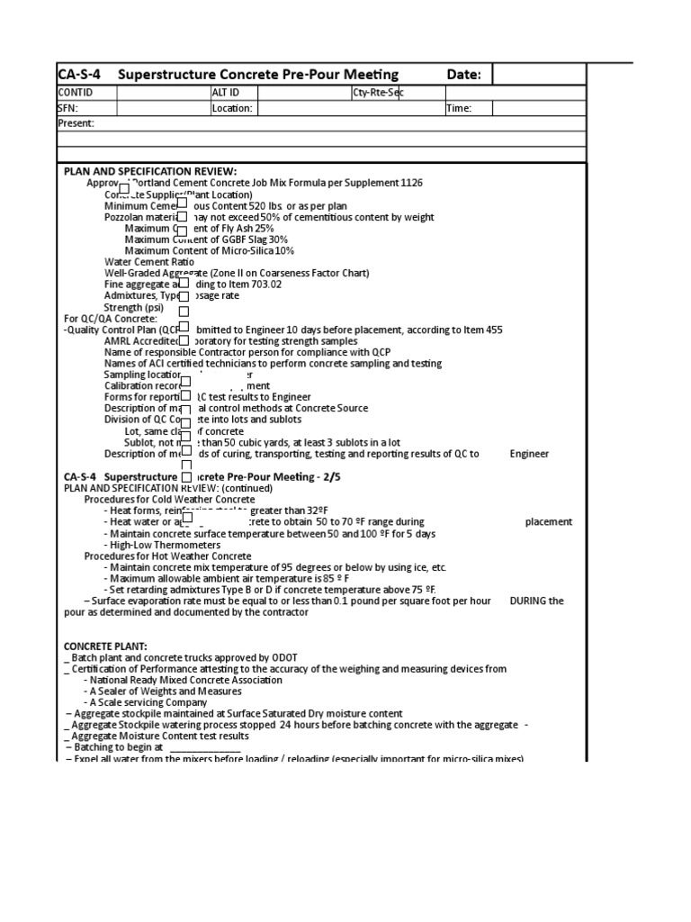 Superstructure Concrete Pre-Pour Plan | PDF | Composite Material | Concrete