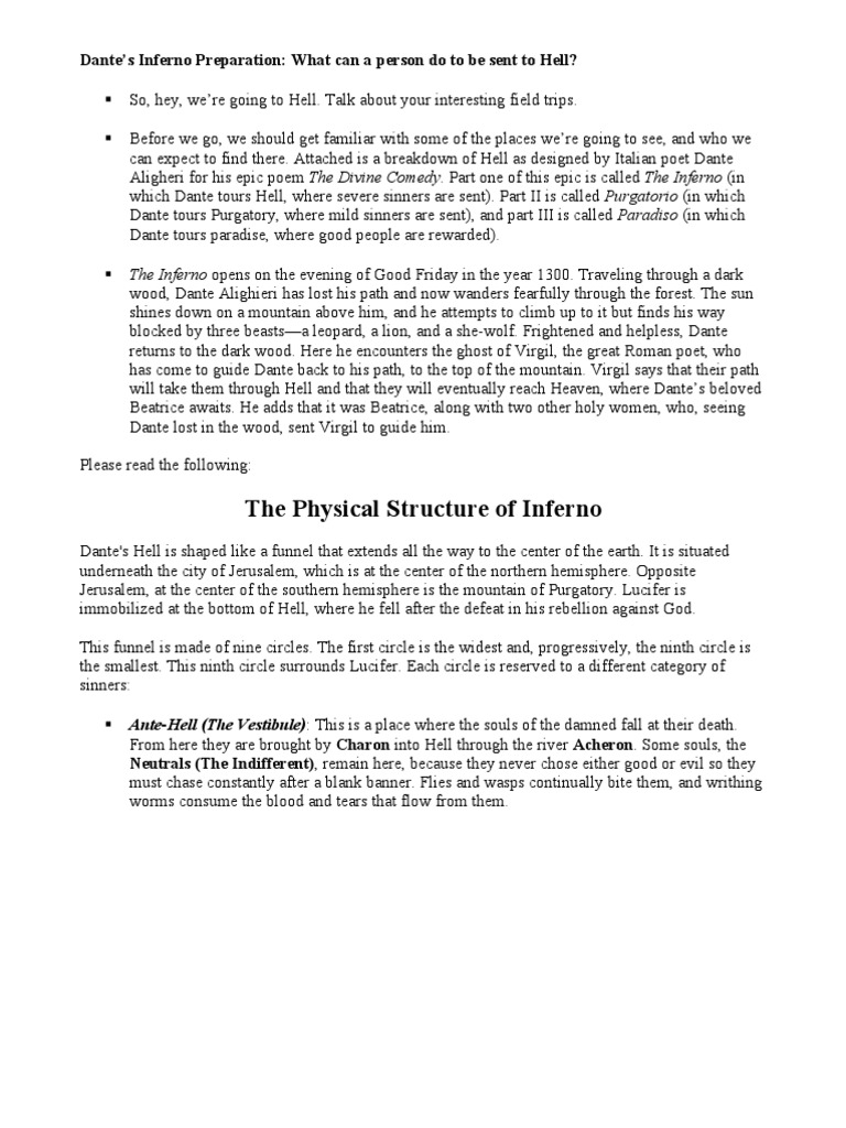 Dante Hell Tour Prep (1) Shaw Worksheet | PDF | Inferno (Dante ...