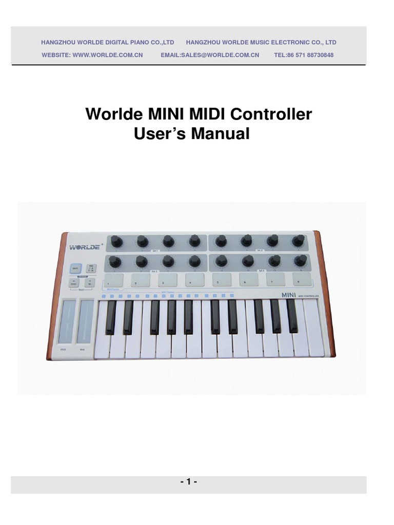 Worlde Mini MIDI Controller Manual | PDF | Synthesizer | Piano