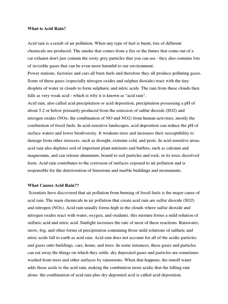 What Is Acid Rain | PDF | Rain | Sulfur Dioxide