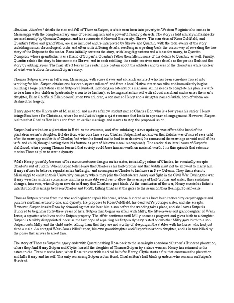 Absalom | PDF | History | Mystery, Thriller & Crime Fiction