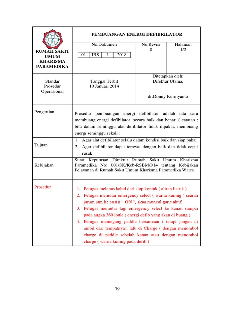 Prosedur Pembuangan Energi Defibrilator | PDF | Sains & Matematika ...