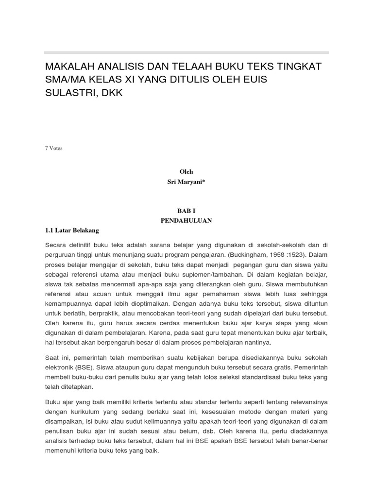 Makalah Analisis Dan Telaah Buku Teks Tingkat Sma | PDF