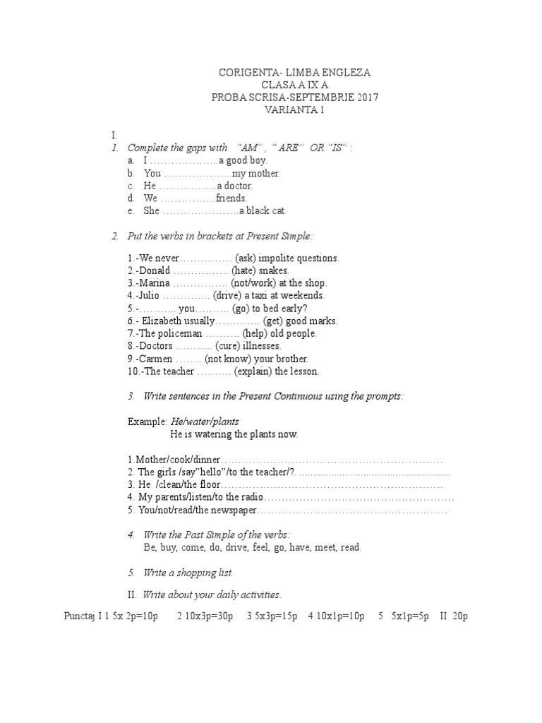 Complete The Gaps With "AM", " ARE" OR "IS":: 3. Write Sentences in The ...