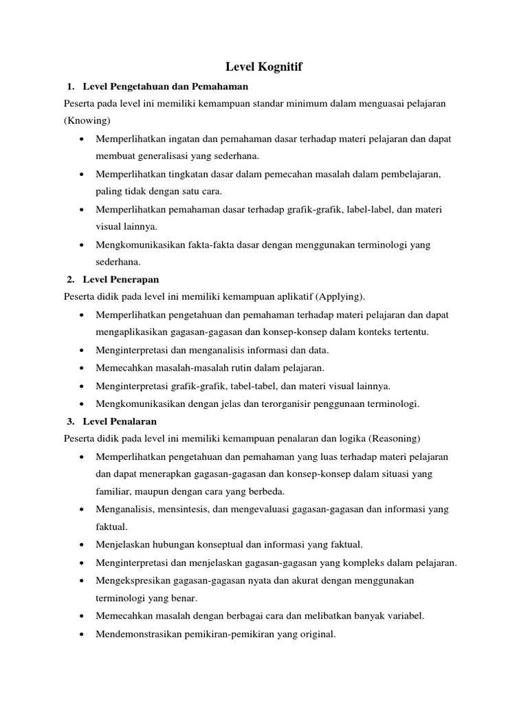 Level Kognitif | PDF