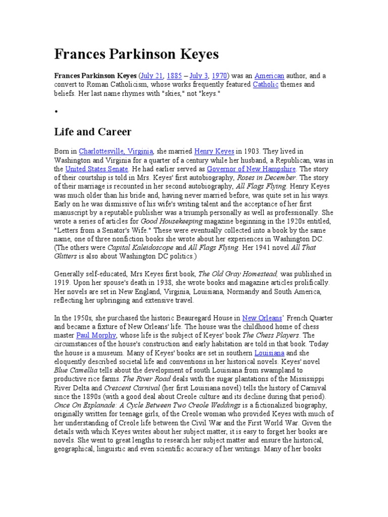 Frances Parkinson Keyes | PDF