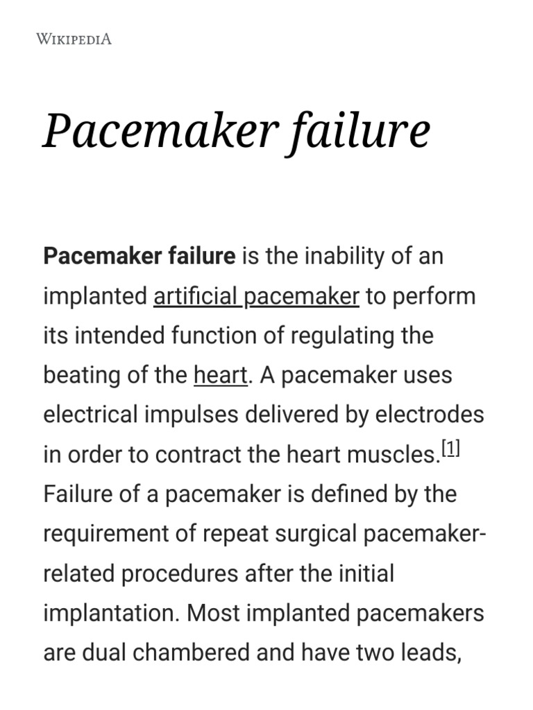 Pacemaker Failure - Wikipedia | PDF | Artificial Cardiac Pacemaker ...