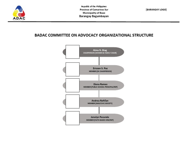 Badac Committee On Advocacy Organizational Structure: Barangay ...