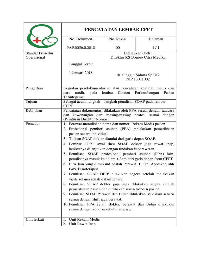 Sop Pencatatan RM CPPT | PDF