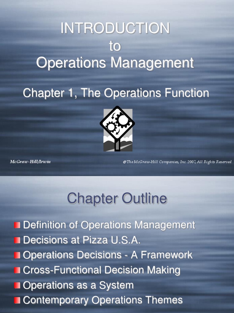 To Operations Management: Chapter 1, The Operations Function | PDF ...