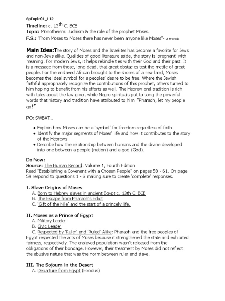 SpTopic01 L12 | PDF | Moses | Jews And Judaism