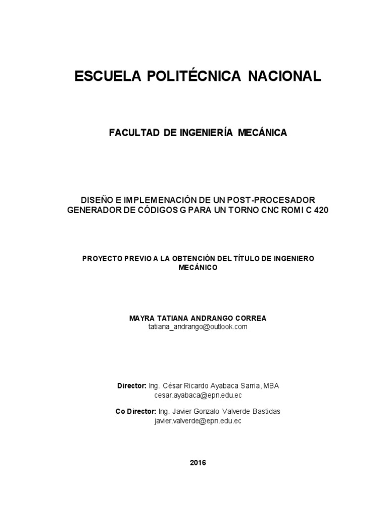 Diseño e Implementación Generador de Codigos G para Un Torno | PDF ...