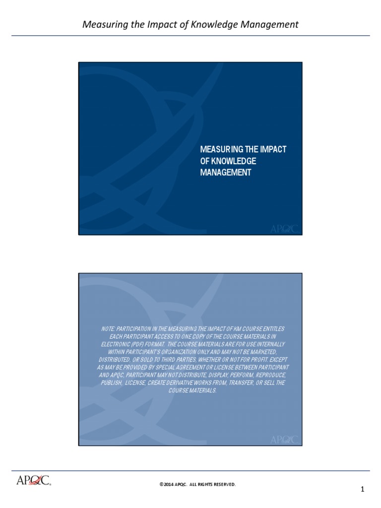 APQC-Knowledge Management Impact Measurement | PDF | Knowledge Management | Business Process