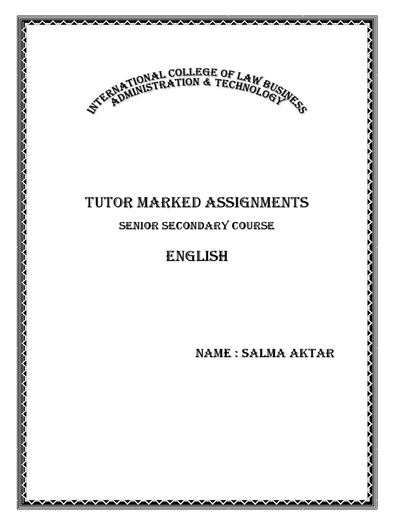 Tutor Marked Assignments: Senior Secondary Course | PDF