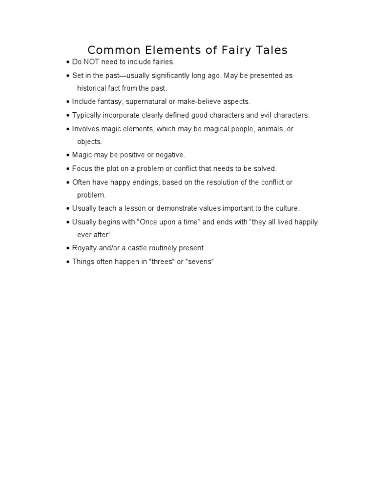 Common Elements of Fairy Tales | PDF