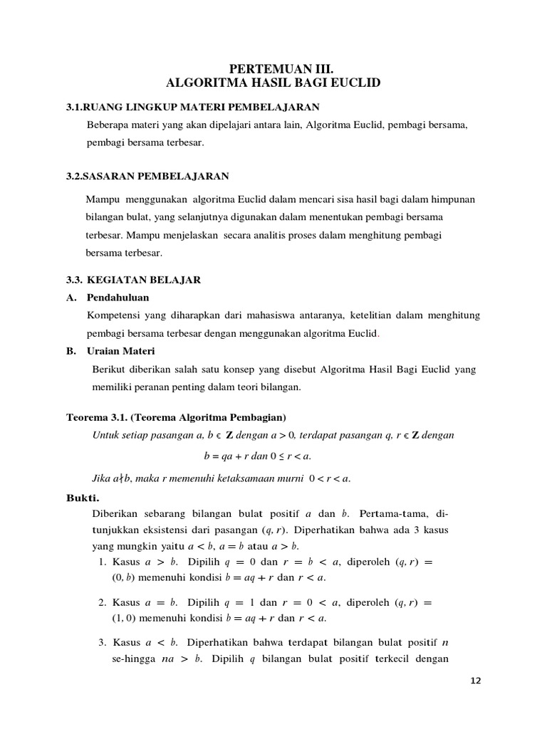 Algoritma Hasil Bagi Euclid | PDF