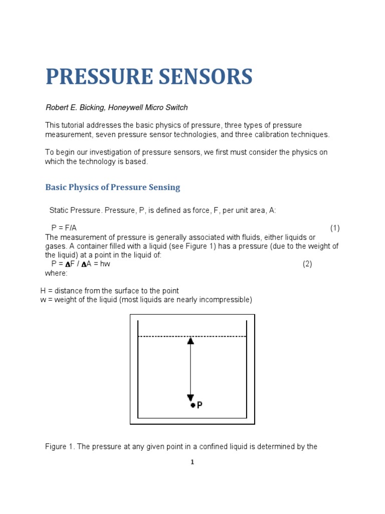 Pressure Sensors | PDF | Pressure Measurement | Capacitor